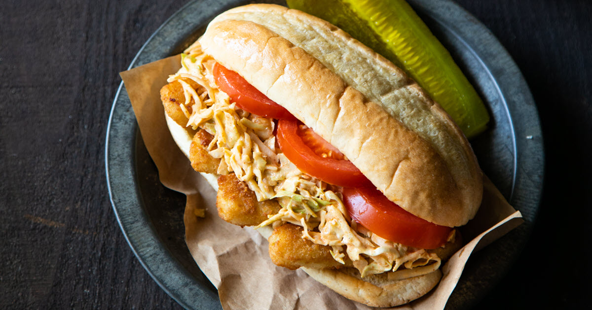 Cajun Coleslaw + Fish Po' Boys