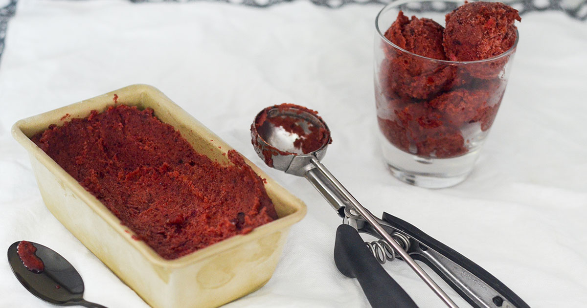 Cherry Sorbet w. Basil Whipped Cream | Luci's Morsels
