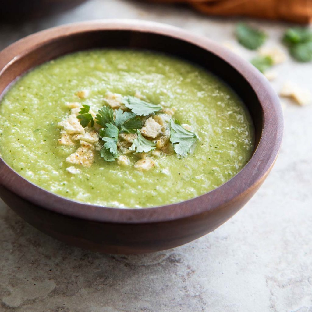 Chilled Tomatillo Soup | Cold Soup for Dinner {Make-Ahead}