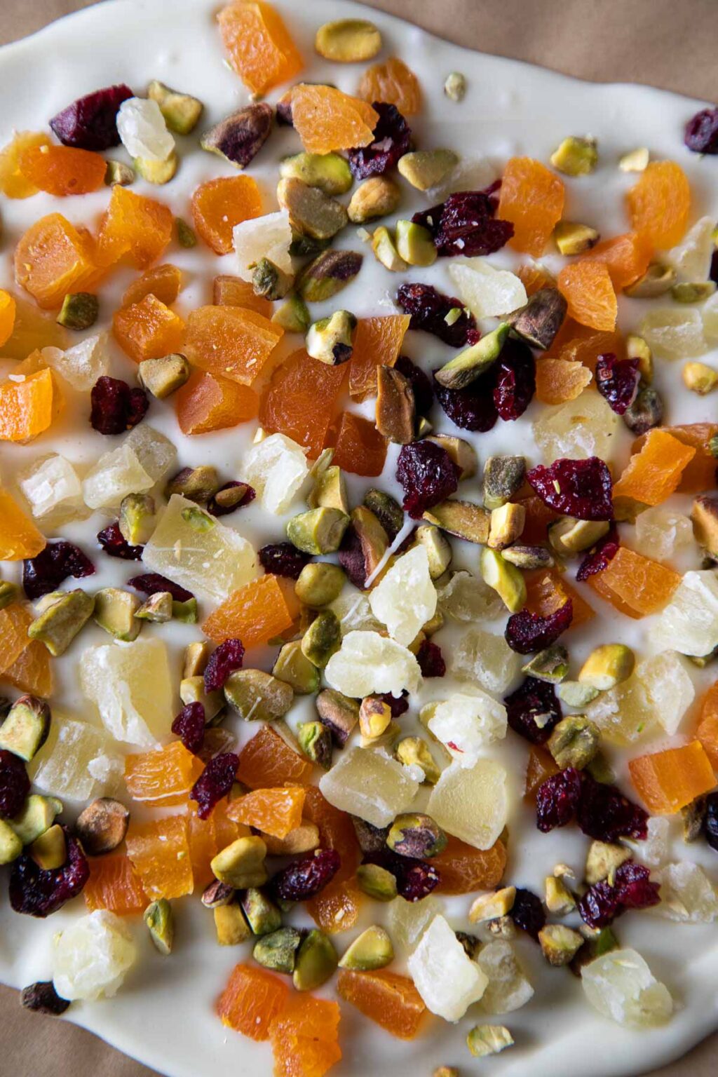 White Chocolate Bark w. Dried Fruit + Nuts | Luci's Morsels