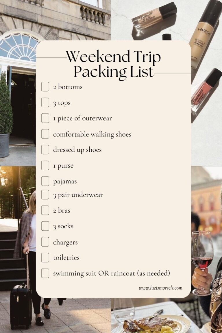Weekend Trip Packing List - Luci's Morsels