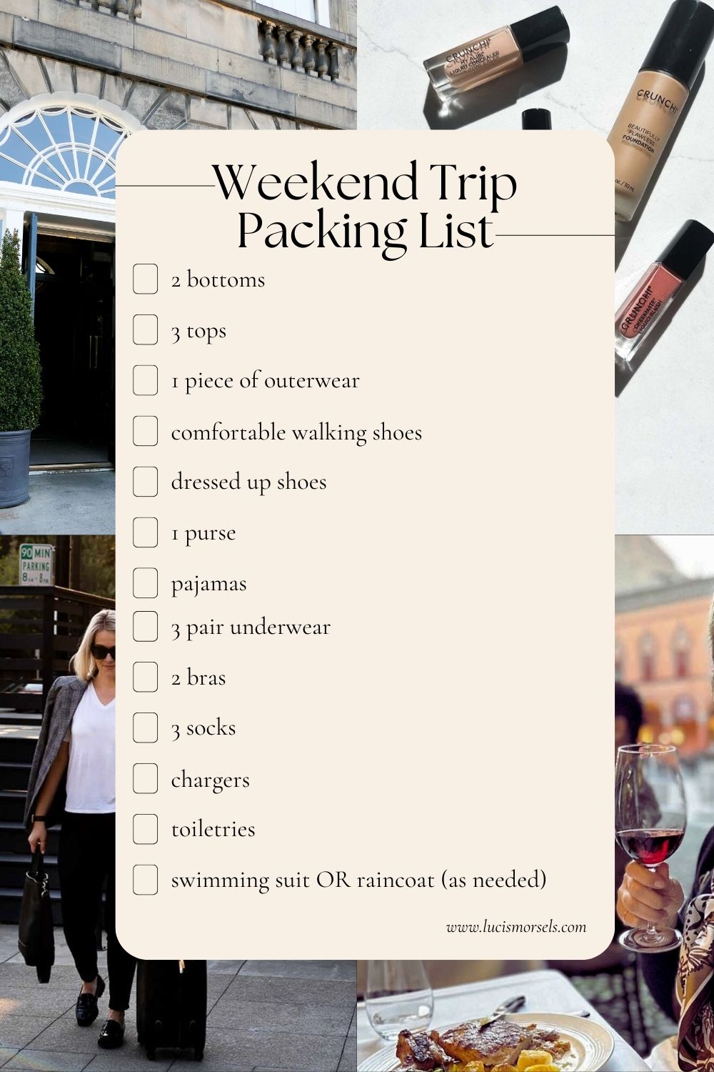 Weekend Trip Packing List - Luci's Morsels